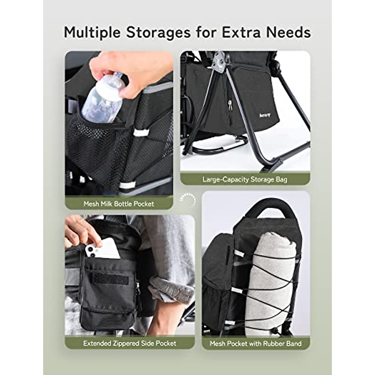 besrey Baby Backpack Carrier, Toddler Hiking Backpack with Safety 3-Height Seat, Adjustable Straps&Waist Belt, Foldable Frame Lightweight Large Capacity Child Carrier for Hiking Black