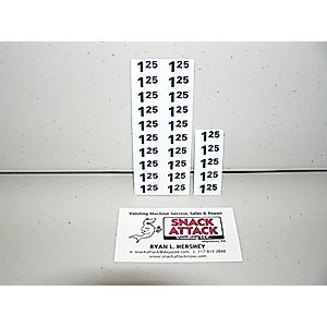 (25) SNACK VENDING MACHINE $1.25 / $1.20 PRICE LABELS - Free Ship!