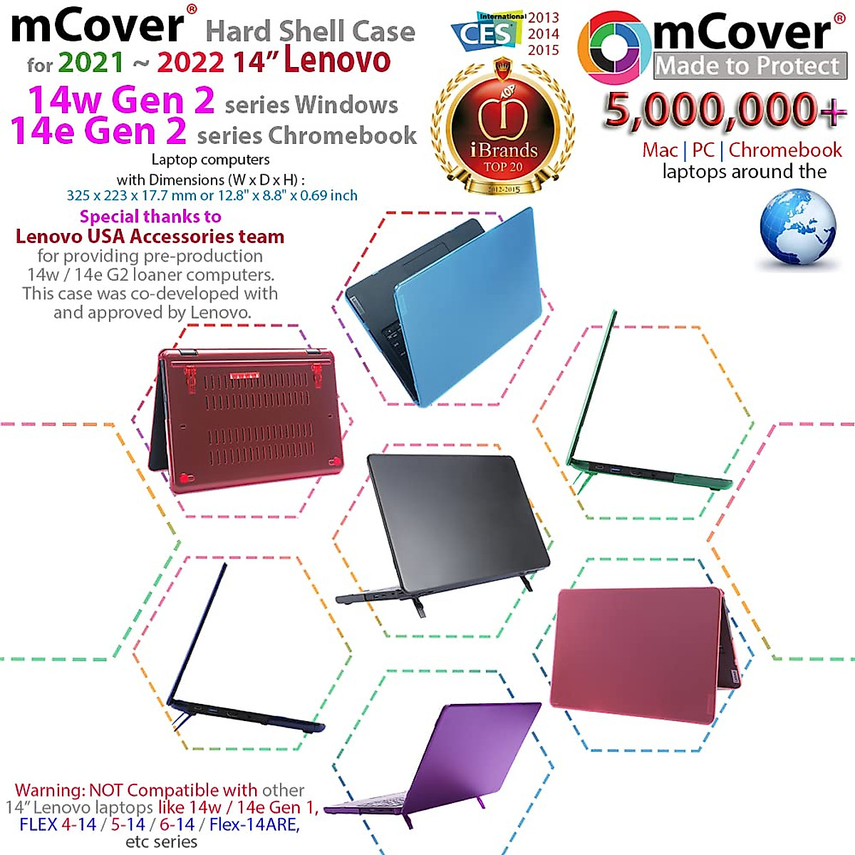 mCover Case Compatible for 2021~2022 14" Lenovo 14e Chromebook Gen 2 / 14w Windows Gen 2 Series non-2-in-1 Computers ONLY (NOT Fitting Any Other Lenovo Models) - Pink