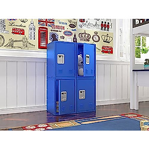Campfun Kids Storage Locker, Metal Storage Cabinet Locker Cabinet Easy Assembly, Small Storage Cabinet Steel Locker, 24" H Single Locker, Lockers for Kids Bedroom/Home/School/Office, Blue
