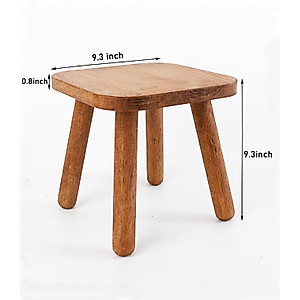 zaowofires Solid Wood Step Stool，Milking Stool, Plant Stand, Round Foot Stool, Removable Portable Stool, Shoe Changing Stool, Small Short Stooll (Walnut)