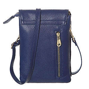 MINICAT Leather Small Crossbody Bags RFID Blocking Cell Phone Purse Wallet for Women(Blue)