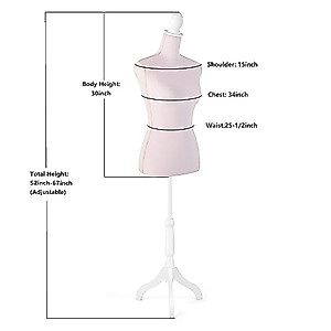 DRDINGRUI Female Mannequin Body, Pinnable Dress Form with Tripod Base for Dress Jewelry Display