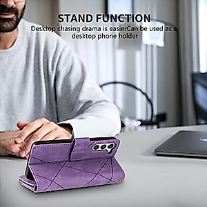 Neiye Compatible with Samsung Galaxy S23 Wallet Case with RFID Blocking Premium Zipper Card Slots Protective Flip PU Splicing Leather Stand Phone Cover for Galaxy S23 Case Wallet(6.1 inch-Purple)