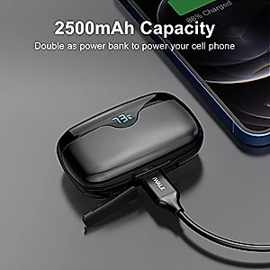 iWALK CrazyDuo Ear Pods Wireless Earbuds with Charging Case, 2500mAH 80H Instant Pairing IPX5, Stereo Earphones in-Ear Built-in Mic Headset Immersive Bass Sound for Sport
