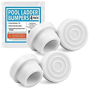 [4 Pack] Pool Ladder Bumpers to Protect Pool Liner - Protective Step Ladder Plugs for Inground Pool - Swimming Pool Ladder Parts - White Rubber Plug for Swimming Pool Ladder - 1.8” Inner Diameter