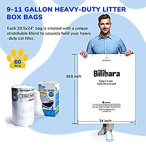 Bilibara Litter Box Liner Bag Compatible with Cat Litter Robot 3, 60 Pack - Extra Thick Waste Bags for Self-Cleaning Pet Kitty Litter Box Drawer Liners, 9-11 Gallons Home/Kitchen Trash Bags