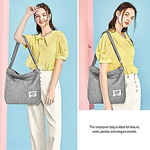 Ndeno Womens Canvas Shoulder Bags Crossbody Hobo Tote Bags Large Handbags Casual Shopping Work Travel Bag (Gray)