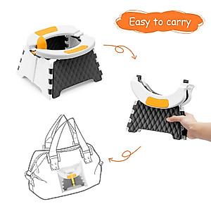 Toddler Portable Potty Training Seat for Kids Baby Foldable Toilet Child Travel Potty in Car Camping Potty Chair Seat for Indoor Outdoor, with 60 Disposable Bags