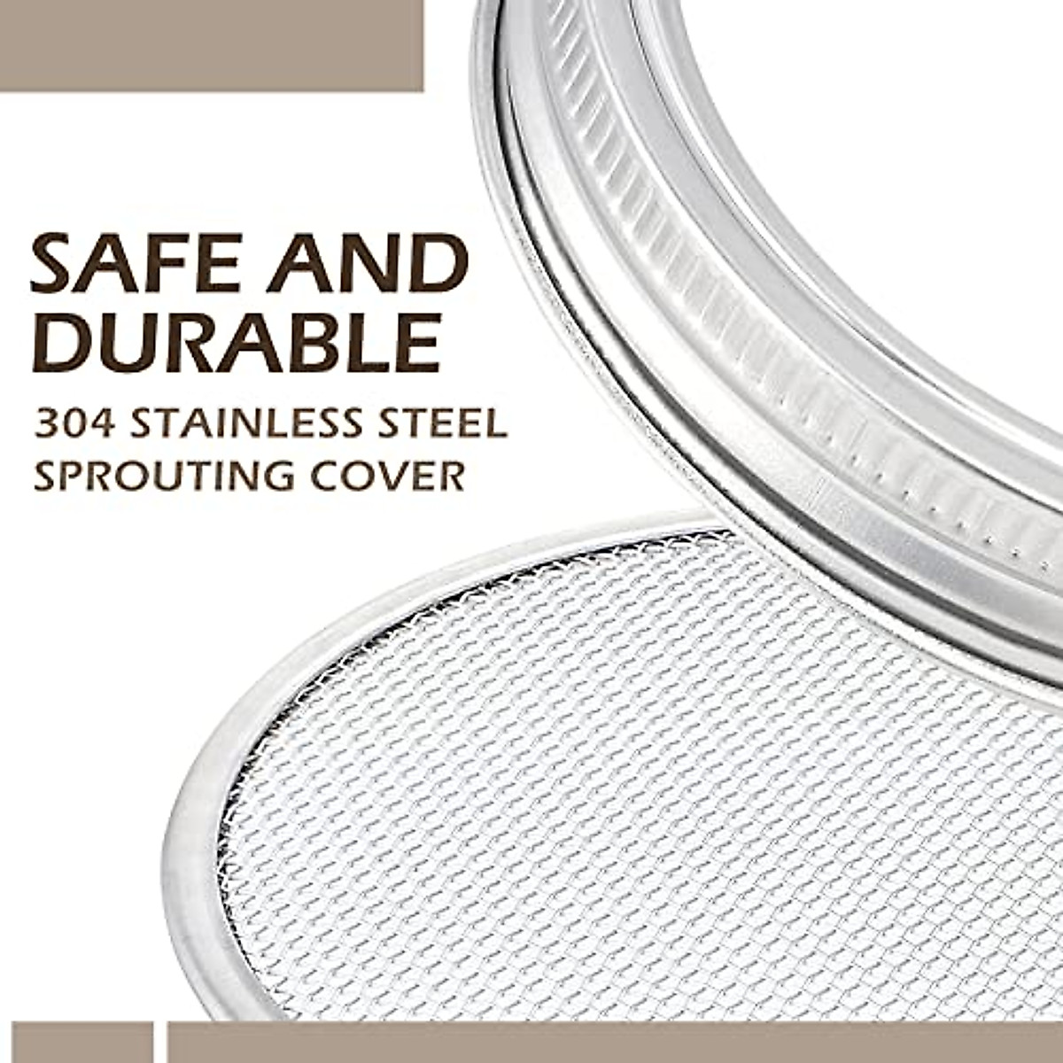 meekoo 4 Sprouting Jar Kit Wide Mouth Mason Jars with Stainless Steel Screen Sprout Lids and Stand Microgreens Growing Kit Seed Germination Kit Seed Sprouter Set for Growing Broccoli Alfalfa Mung Bean