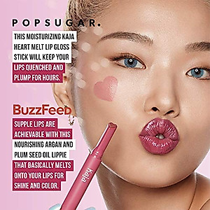 Kaja Lip Gloss - Heart Melter | High-shine, Glossy Finish, Peppy Pink Nude, Moisturize, 05 Hunny Bun, 0.04 Oz