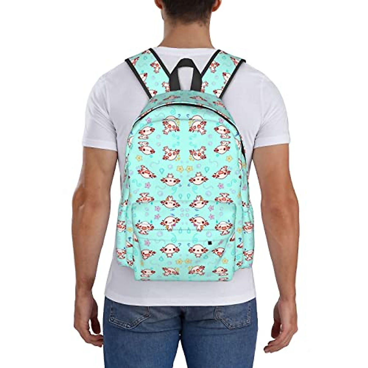 YISHOW The Axolotl Kawaii Classic Backpack With Adjustable Padded Shoulder Straps For College Travel Work For Men Women