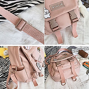 Eagerrich Cute Mini Backpack with Cute Pin Accessories Plush Pendant Kawaii Mini Backpack Aesthetic Mini Backpack for School(White)