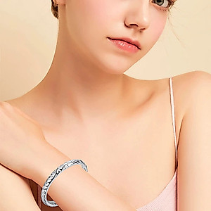 KACON Sterling Silver Bangle Bracelet, Fashion Simple Open Bangles Cuff bracelets for Women