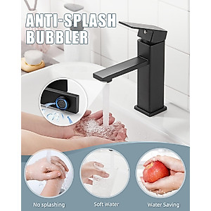 Casavilla Bathroom Faucet Set with Pop Up Drain, Single Handle Black Bathroom Sink Faucet with Deck Plate, Vanity Faucet for Bathroom Sink (1 Hole or 3 Holes), Farmhouse RV Sink Faucet-2 Sets