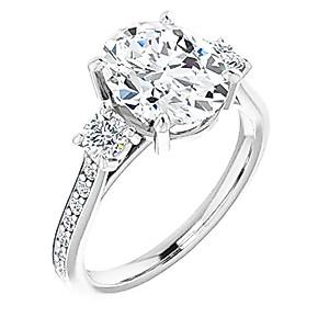 4 CT Oval Cut VVS1 Colorless Moissanite Engagement Ring Set, Wedding/Bridal Ring Set, Sterling Silver Vintage Antique Anniversary Classic Ring Sets Gift for Woman (4)