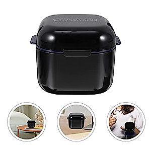 Yardwe Denture Bath Case Cup Box Portable False Teeth Holder Storage Soak Container Orthodontic Retainer Case with Strainer Basket for Travel Cleaning Black
