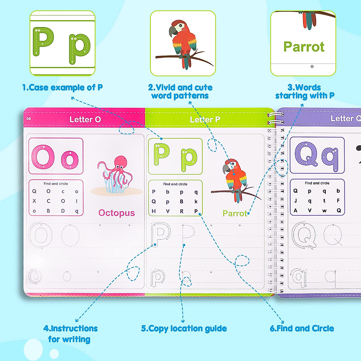 Toddlers Toys for 3+ 4 5 6 7 8 Year Old Boys Girls - Handwriting Practice Books Kindergarten Workbooks - Montessori Learning Toys for Kids Ages 3-4 4-8 5-7, Birthday Gifts Back to School Book Supplies