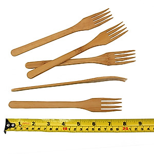 BambooMN Premium Solid Bamboo Dinner Fork 8" - All Natural Reusable Dinnerware - 100 pcs