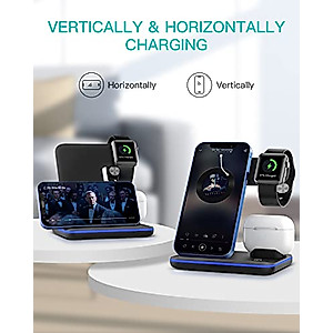 HERRBOL 3 in 1 Wireless Charger,Fast Wireless Charging Station for iPhone14 13 12 11/ Pro/XS/XR/X/SE/8/8 Plus,Wireless Charging Stand Compatible with Apple iWatch Series SE/7/6/5/4/3/2,AirPods/Pro