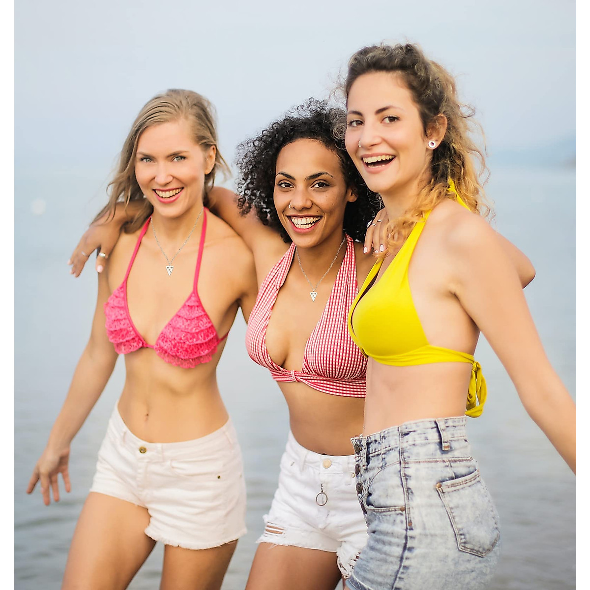 YOOESTORES82 YOOE Cute Geometric Triangle Cheese Pendant Necklace,Creative Pizza Stitching Chain Good Friend Soul Sister Necklace (Gold)