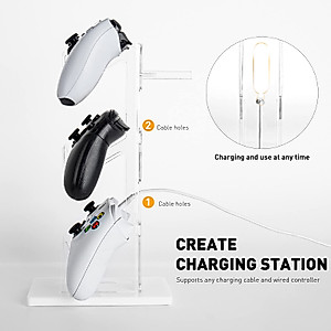 OAPRIRE Universal 3 Tier Controller Holder and Headset Stand for PS5 PS4 XBOX ONE SWITCH STEAM, Controller Stand Gaming Accessories, Build Your Game Fortresses (White)