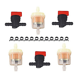 WFLNHB 1/4" in Line Fuel Gas Filters Shut Cut Off Valves Clamps Replacement for Briggs & Stratton Yamaha Motorcycle Lawn Mower Tractor