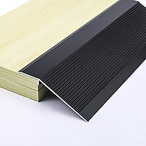 Transition Strip Metal Threshold Strip for Carpet to Floor, Black Non-Slip Edging Trim Strips for Uneven Floors/Vinyl Planks/Wood to Tile, Easy to Install