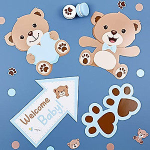 24 Pieces Bear Baby Shower Centerpiece Sticks Bear Theme Boy Birthday Table Toppers Double Sided Print Photo Booth Props