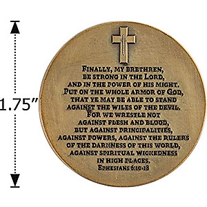 Armor of God, Christian Challenge Coin for Bible Study, Youth Groups, Handout for Teens, Religious Antique Gold-Color Plated Prayer Token