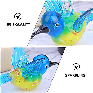 YARNOW 2Pcs Glass Hummingbird Ornaments Crystal Animal Ornament Collection for Home Garden Office Desktop Decoration