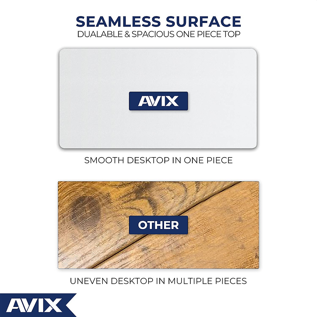 AVIX Whole Piece Electric Standing Desk, 48 x 24 Inches Height Adjustable Desk, Sit Stand Desk Home Office Desks, White