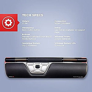 Contour Design Ultimate Workstation Red Wired - Includes RollerMouse Red & Balance Keyboard - Wired Ergonomic Keyboard and Mouse Combo - Compatible with Mac & PC Computers