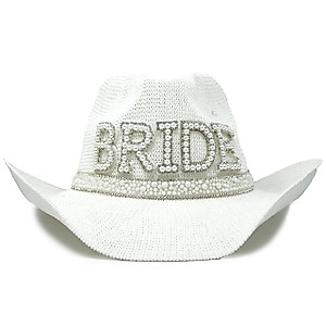 Funky Junque Women's Cowboy Hat - Bride (White/Silver)