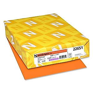Neenah Astrobrights Color Paper, 8.5” x 11”, 24 lb/89 gsm, Cosmic Orange, 500 Sheets (22651)