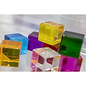 TickiT Perception Cubes - Set of 8 - Assorted Colors - Transparent Manipulatives for Visual Sensory Play - Observe Light and Color-Mixing - Light Panel Accessory