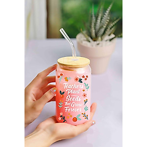 NewEleven Gifts For Teacher - Teacher Gifts For Women - Teacher Appreciation Gifts, Thank You Teacher Gifts, Teacher Retirement Gifts - End Of Year Teacher Gifts From Student - 16 Oz Coffee Glass