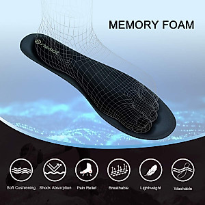 riemot Men's Memory Foam Insoles Super Soft Replacement Innersoles for Running Shoes Work Boots Comfort Cushioning Shoe Inserts Black US 8 / EU 41, 10 Women/8 Men