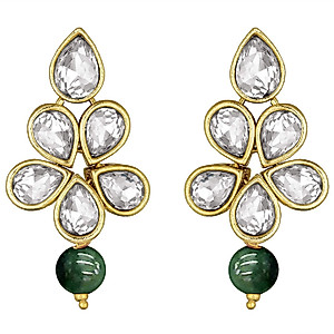 I Jewels Gold Plated Indian Wedding Bollywood Kundan & Pearl Studded Necklace Jewellery Set For Women (ML311) (Green)