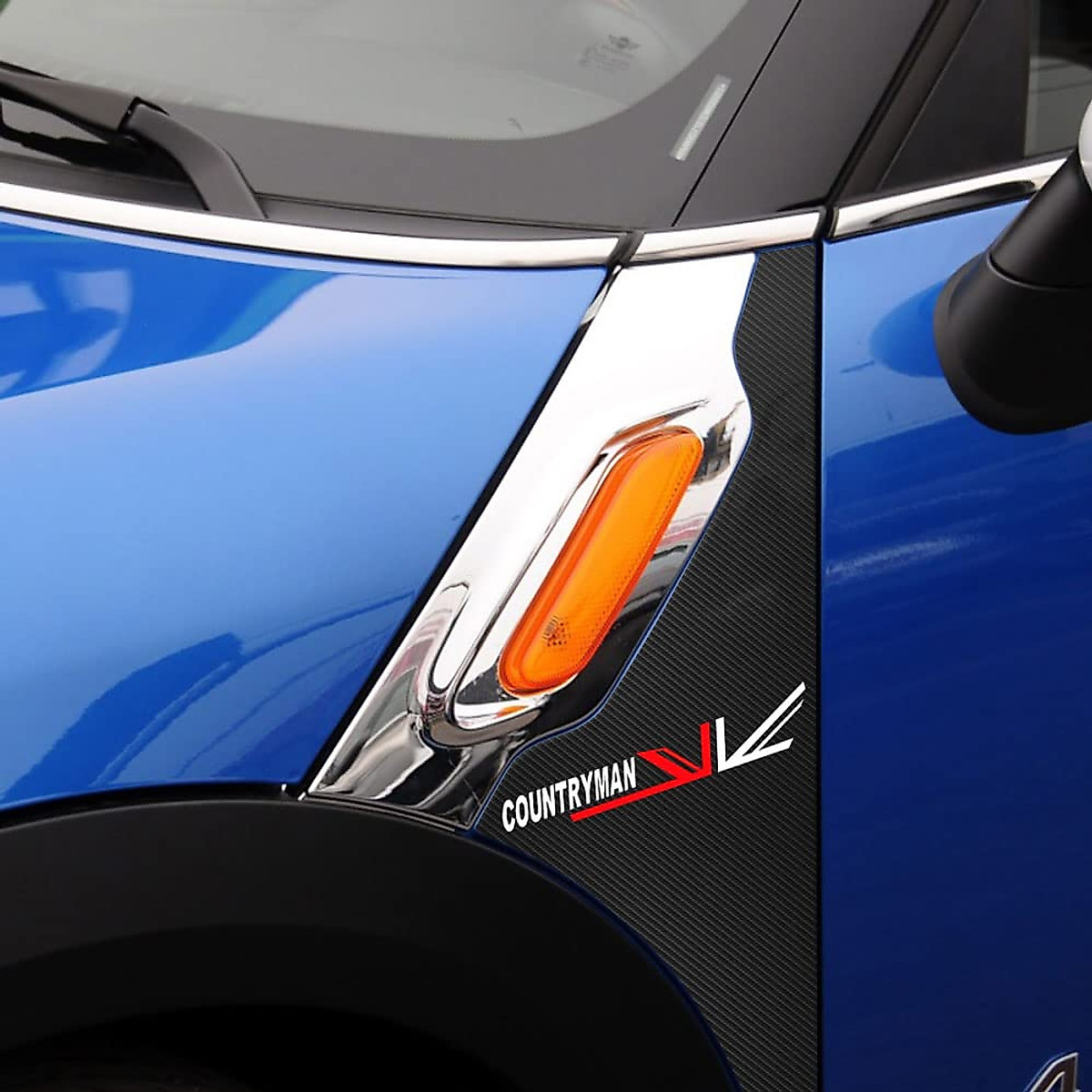 2pcs Fender Section Side Scuttles Vinyl Decal Stickers for Mini 1st Generation Countryman R60 2010-2016 (5D Carbon Fiber Pattern Black)