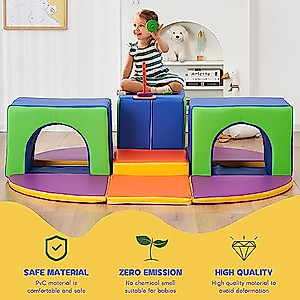 Foam Climbing Blocks for Toddlers, 9pcs Climbing Toys for Toddlers for Climb,Crawl and Slide, Toddler Climbing Toys Indoor for Nursery, Living Room, Children's Room (9pcs)