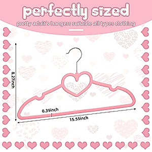 50 Pieces Heart Hangers Cute Hangers with 360 Degree Swivel Hook Heavy Duty Clothes Hanger Adult Coat Hangers for Jackets, Pants, Shirts, Suit, Dress Room Closet Decor (Pink, Velvet)