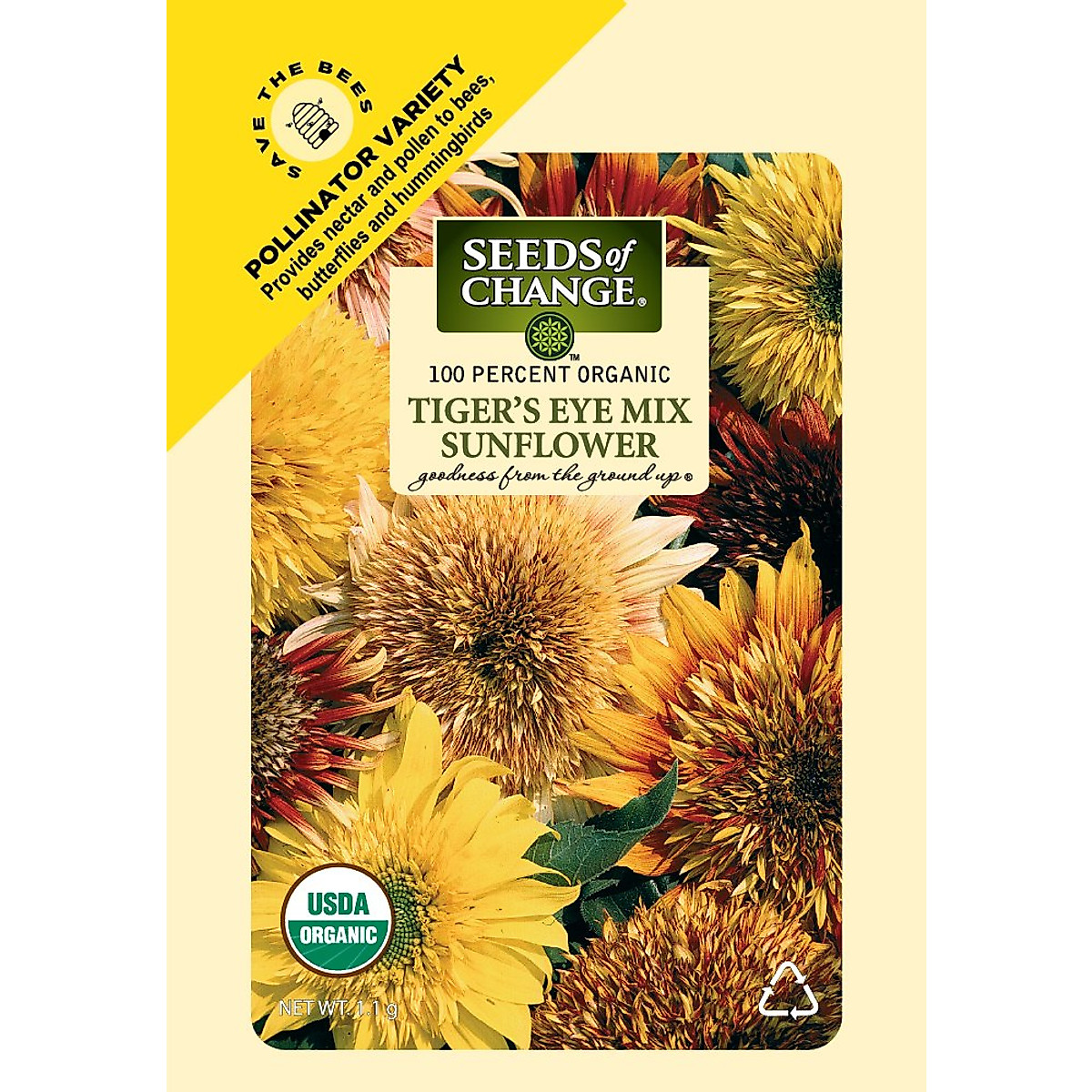 Seeds of Change 1342 Tiger's Eye Sunflower, 1.1 grams, 25 seeds per pack, Multi