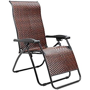 Homall Wicker Zero Gravity Chair Patio Folding Recliner Adjustable Portable Rattan Lounge Outdoor Chair for Lawn Poolside Yard Camping and Fishing (Brown)