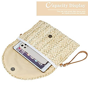 Oweisong Straw Clutch Purses for Women Summer Woven Beach Envelope Handbag Shoulder Crossbody Bag Bohemia Rattan Earrings