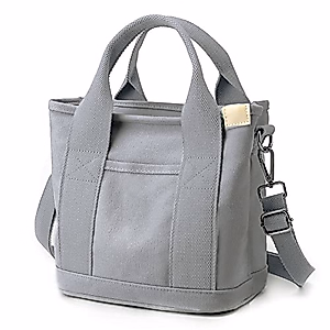 PSFS Large Capacity Multi-Pocket Handbag, Crossbody Bag Women Shoulder Handbag Canvas Tote Bags for Women (Gray - Crossbody)