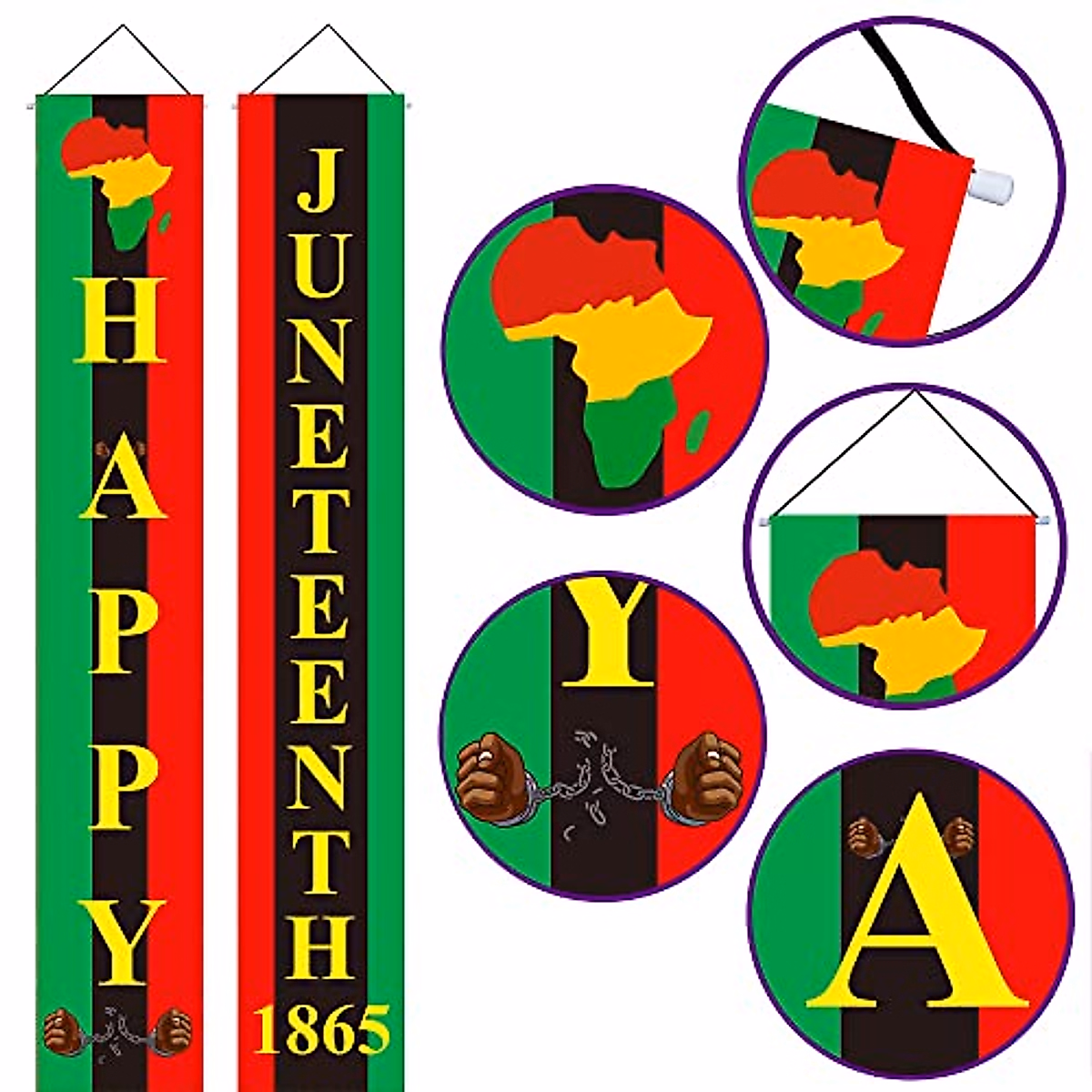 Happy Juneteenth Banner & Porch Sign Decorations | Easy Indoor/Outdoor
