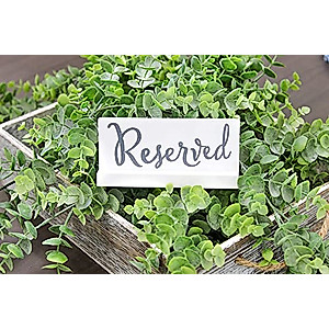 Darware Wooden Reserved Signs for Tables (6-Pack, White); Rustic Real Table Signs with Sign Holders for Weddings, Special Events, and Restaurant Use