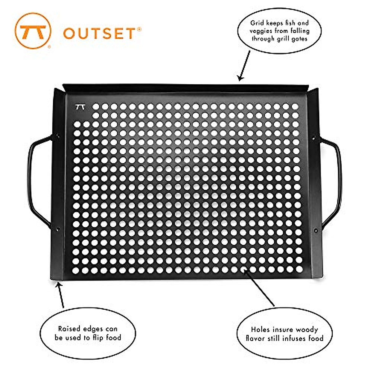 Outset 76452 Non-Stick Grilling and Bbq Grid, 7" x 11", 14" x 11", Set of 2 Black