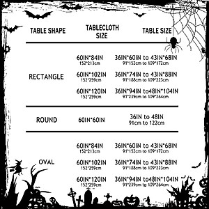 Halloween Tablecloth, Halloween Table Cloth with Pumpkin Spider Web Bat Tablecloth, Waterproof Wrinkle Free Rectangle Tablecloth Polyester Fabric Table Cover for Halloween Party Decoration, Black